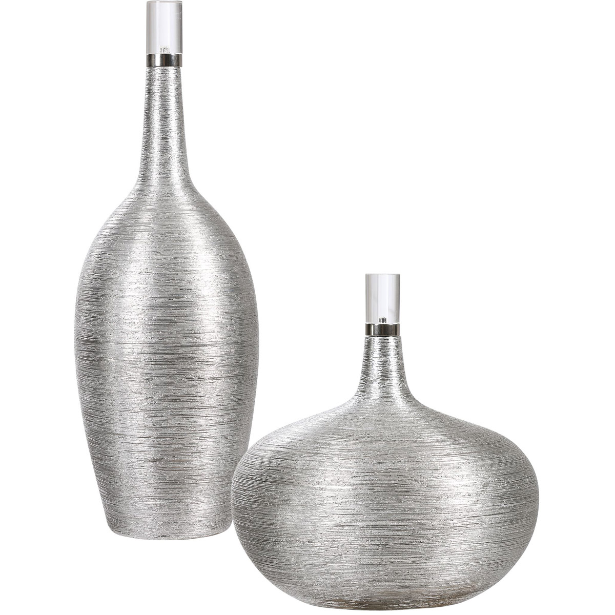 Uttermost 17883 Gatsby 6 X 6 inch Ribbed Bottles, Set of 2