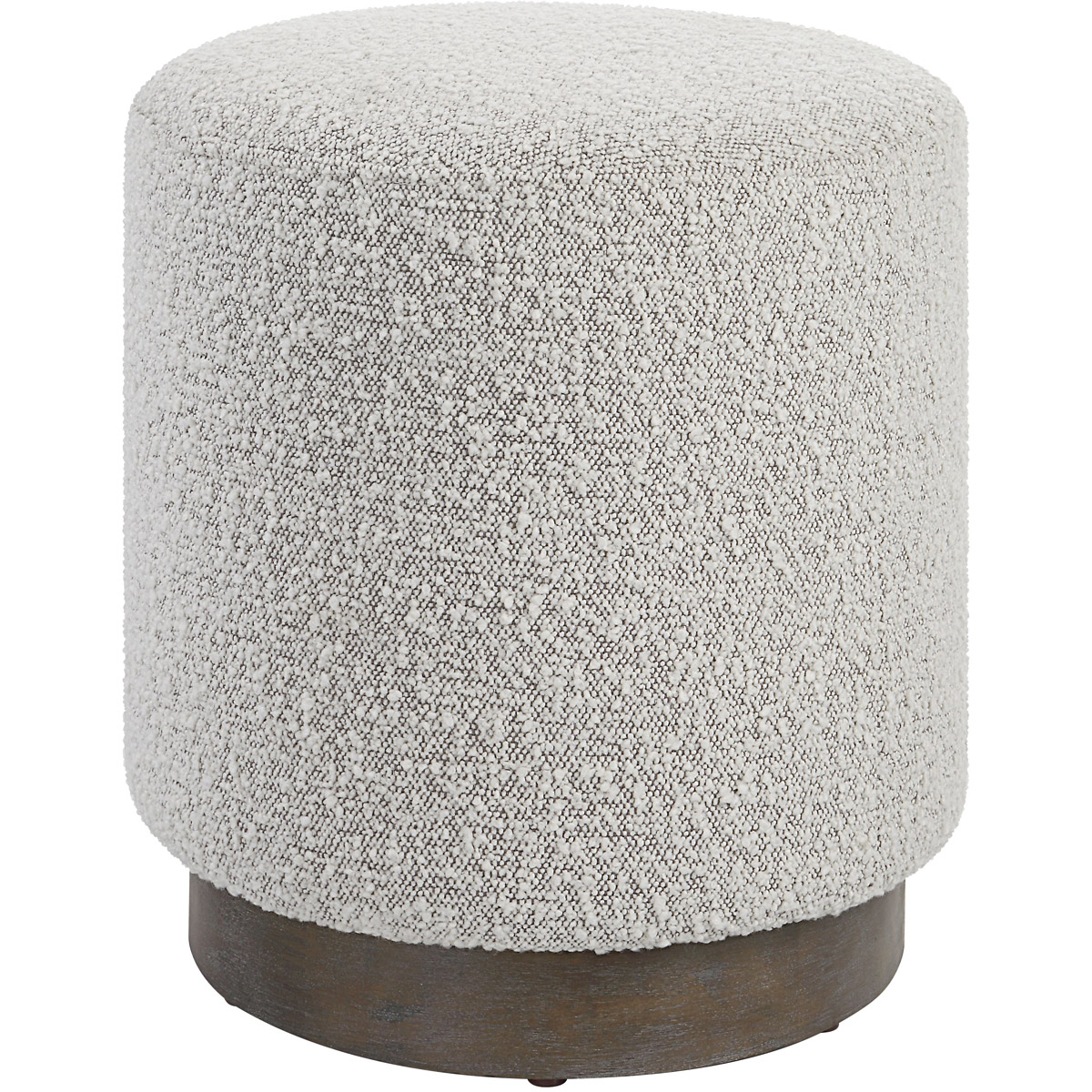 Uttermost 23665 Avila 18 inch Ivory and Warm Gray Boucle Fabric Ottoman